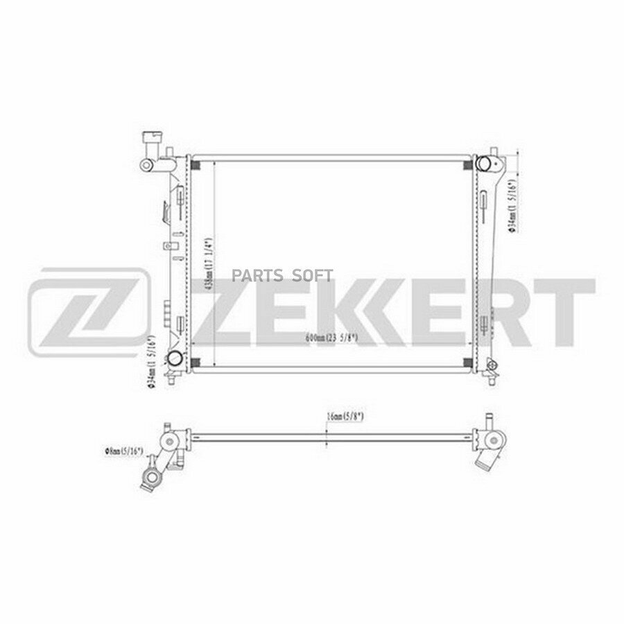 ZEKKERT MK-1079 Радиатор охлаждения двигателя Hyundai i30 I II 07- Kia Ceed 06- Pro Cee'd 08-