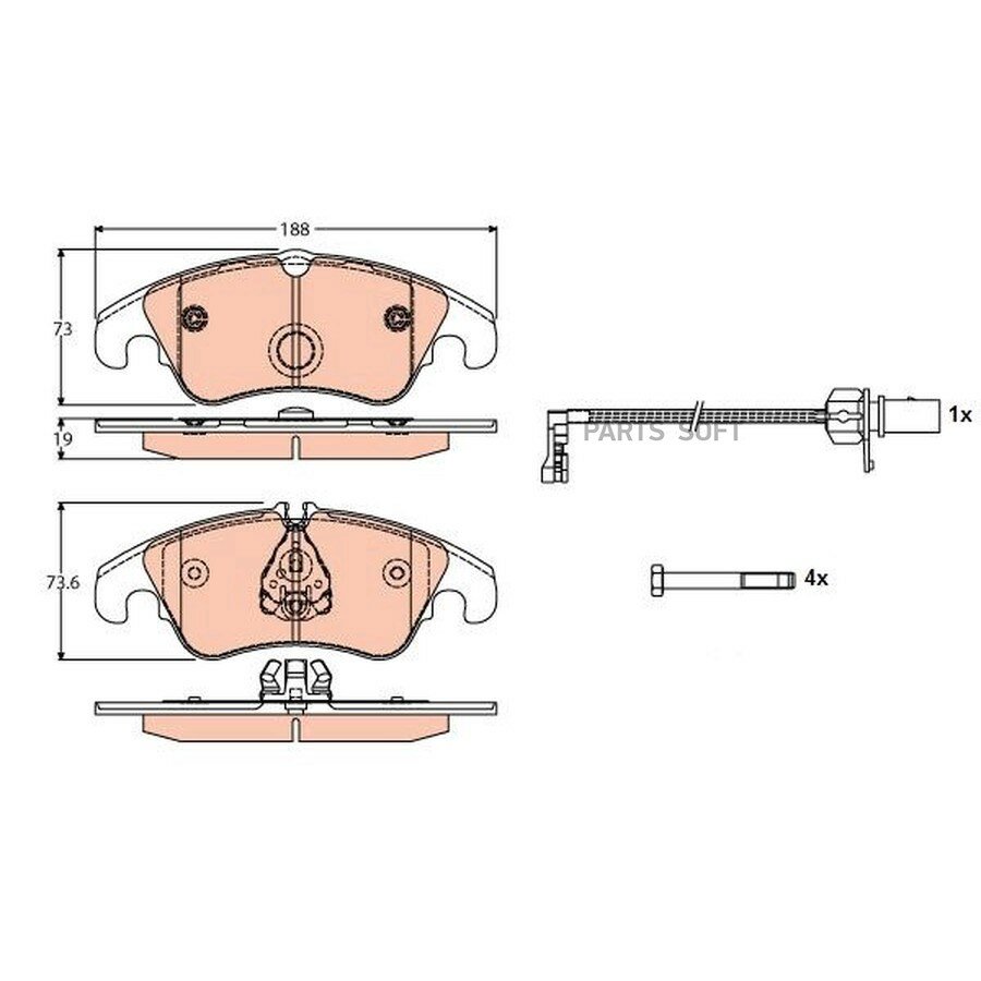 Колодки тормозные AUDI A4/A4 ALLROAD/A5/Q5 1.8-3.2 07- передние с датч ZF RUSSIA GDB1768ZFR