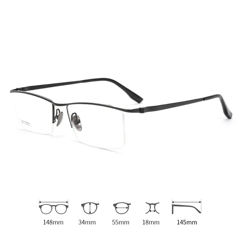 Оправа Gmei Optical титан Black C1, 148x34x55x18x145 мм