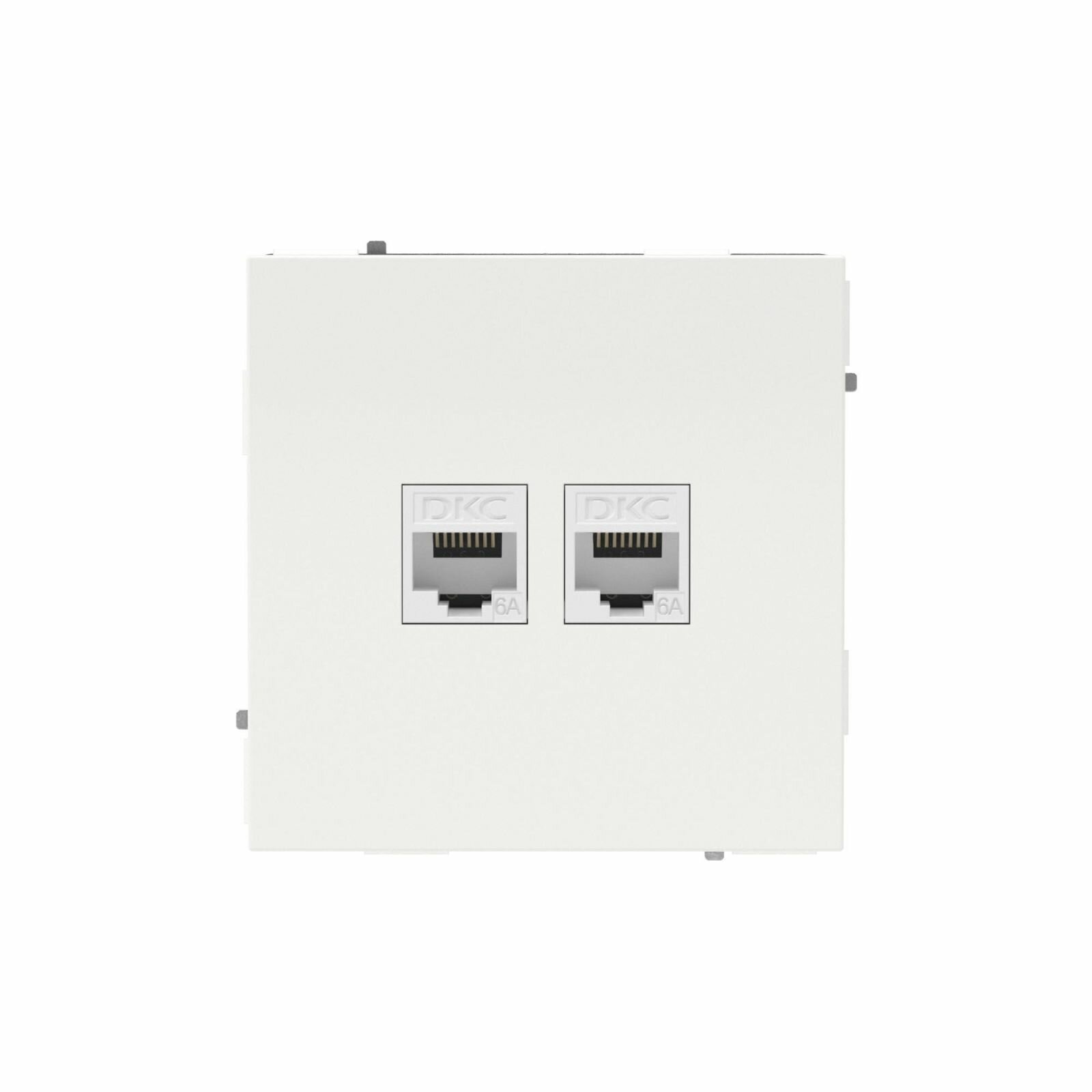 Компьютерная розетка rj-45 без шторки, кат.6а двойная, kant, белая магнолия