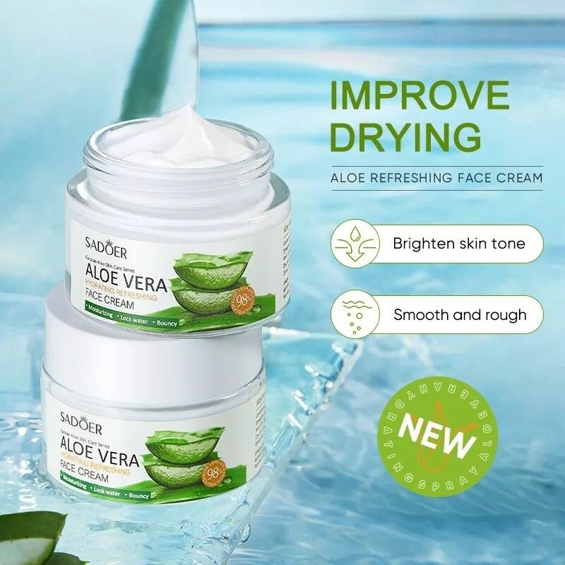 SADOER. Увлажняющий питательный освежающий крем для лица Aloe Vera с соком алоэ, 50гр.