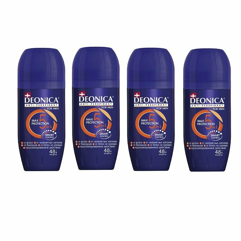 DEONICA Антиперспирант мужской, 5в1 Protection, 50 мл, 4 шт.