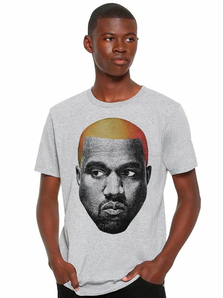 Футболка Dream Shirts Канье Уест / Kanye West / Мужская серый меланж 3XL