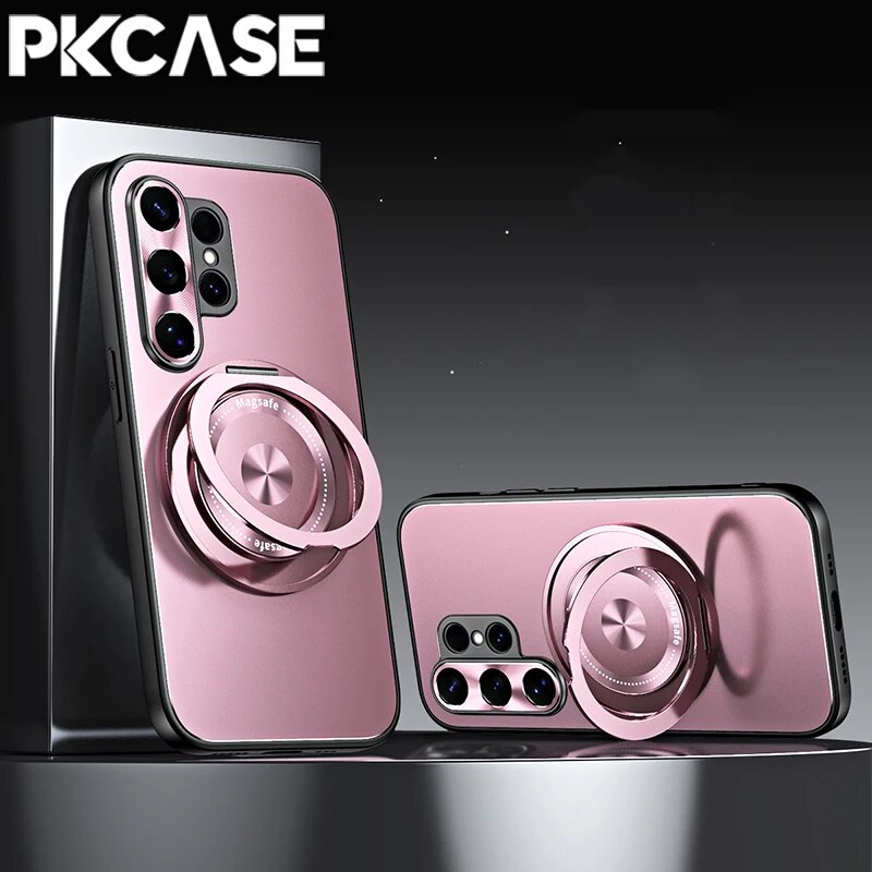Чехол PKCASE 360 ° Чехол для телефона с вращающимся магнитным кольцом Галакси С26+, Розовый, Pink