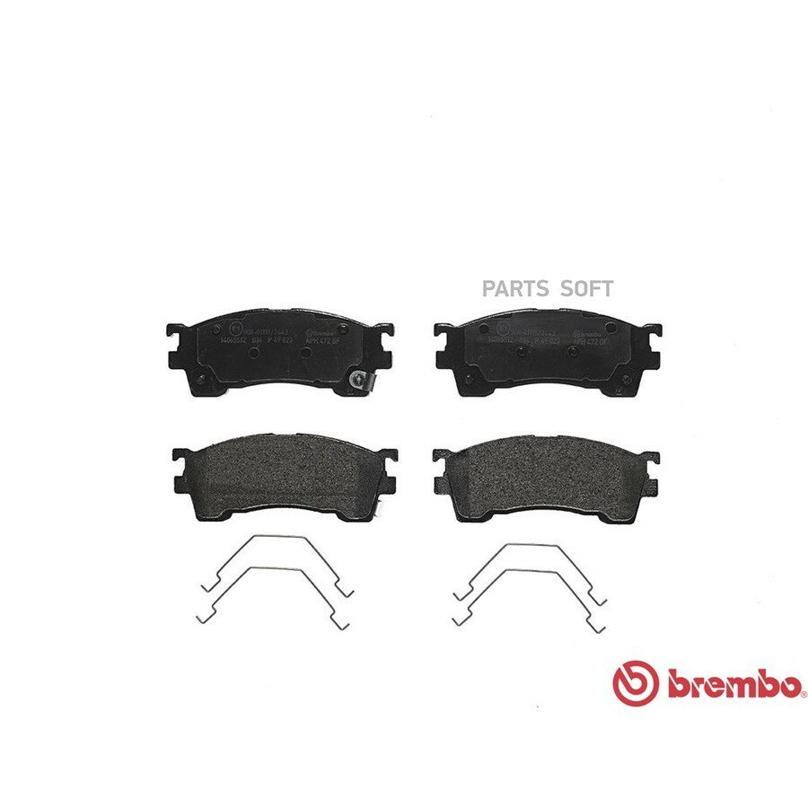 BREMBO P49023 Колодки тормозные дисковые передн. EUNOS 500 Saloon 01/92-10/99 / FORD USA PROBE II (ECP) 09/92-03/ ()