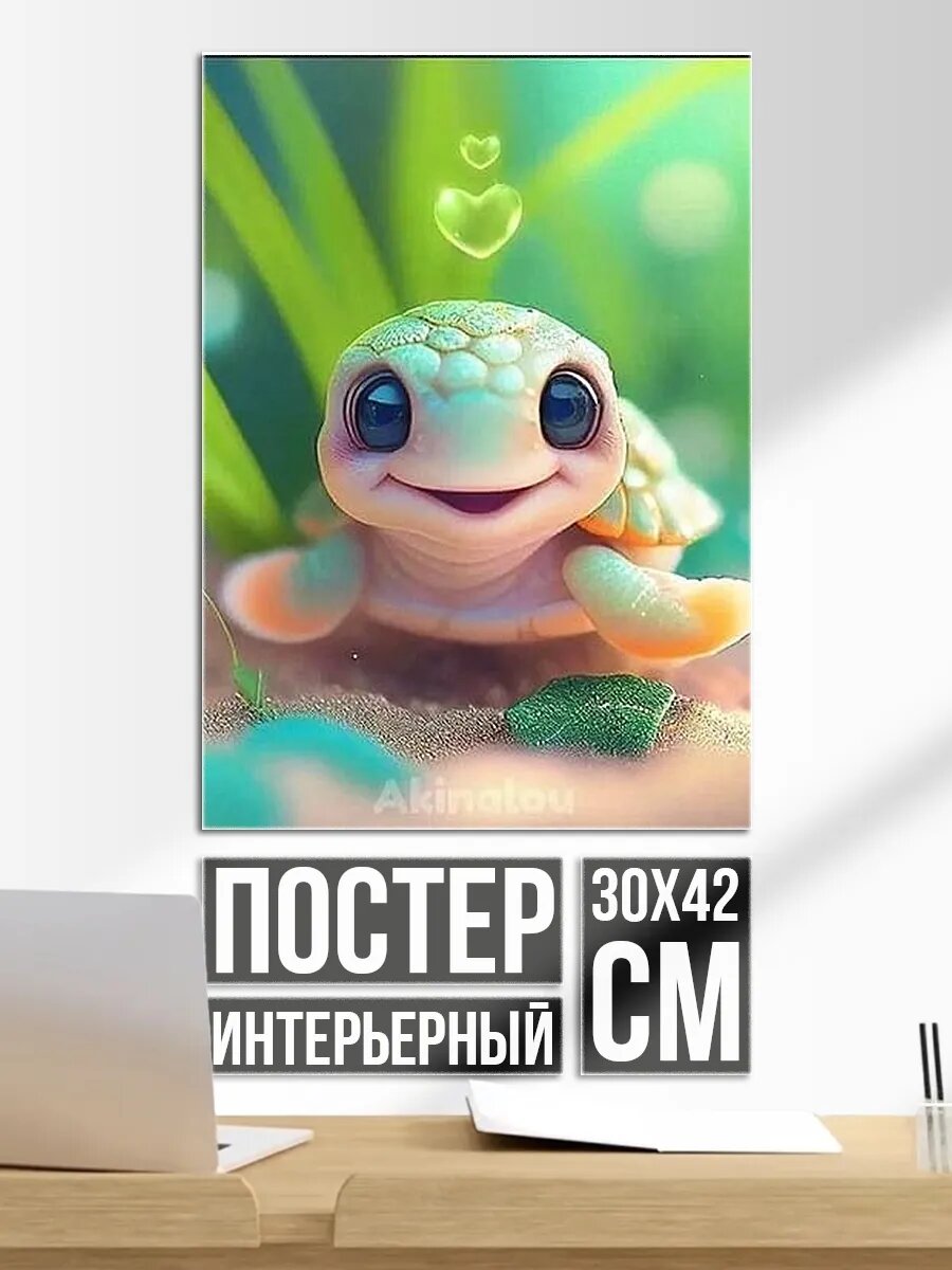 Плакат постер Милая черепашка