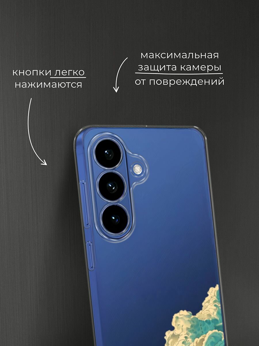Чехол на Samsung Galaxy S26 / Самсунг Галакси S26 с принтом Ночное небо и облака, прозрачный — фото 1