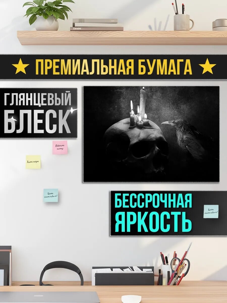 Плакат постер Череп и ворон — фото 1