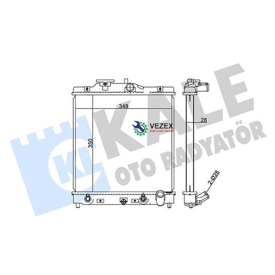 KALE 348445 Радиатор охлаждения для а/м Honda Civic V (91-)/Civic VI (95-)/HR-V (98-) AT паяный