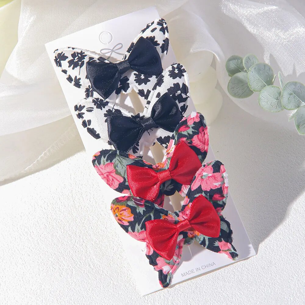 Детские заколки CUTE BOWS с цветочным принтом