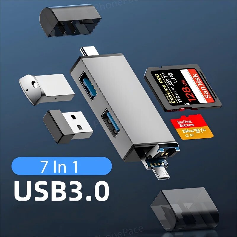 USB 3.0 Кардридер 7-в-1 Type-C