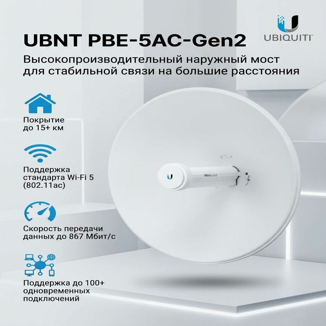 Беспроводной мост UBNT airMAX PowerBeam 5AC Gen2 5 ГГц