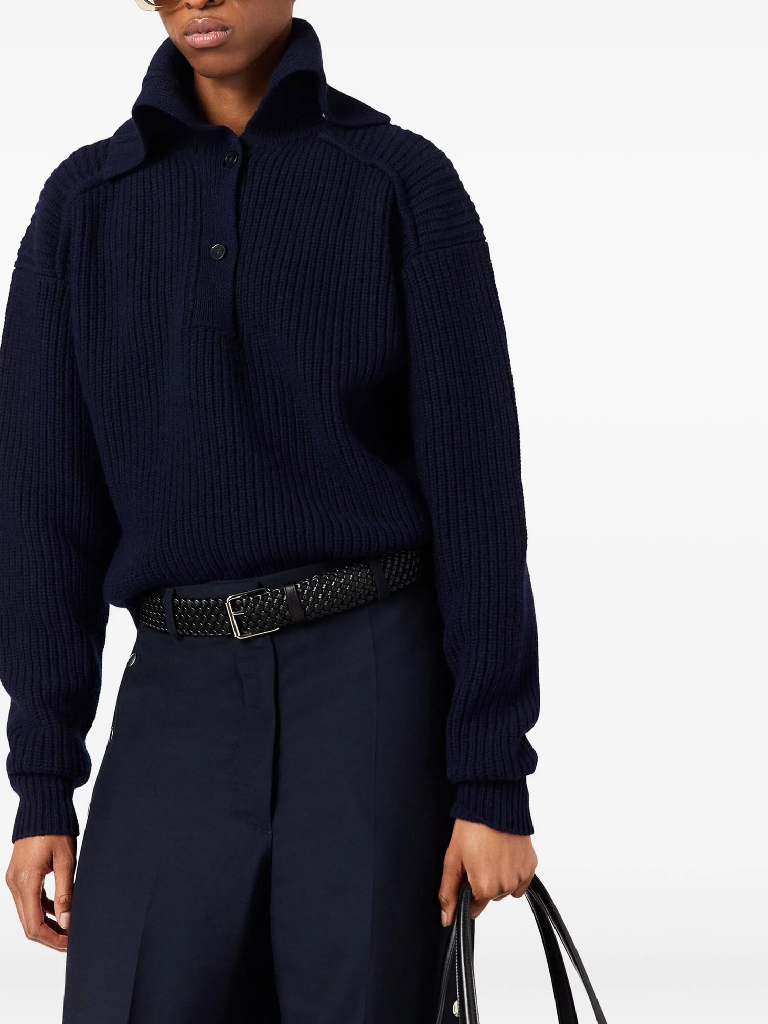 Свитер Stella McCartney Ribbed-knit button-up sweater, размер 40, , синий — фото 1