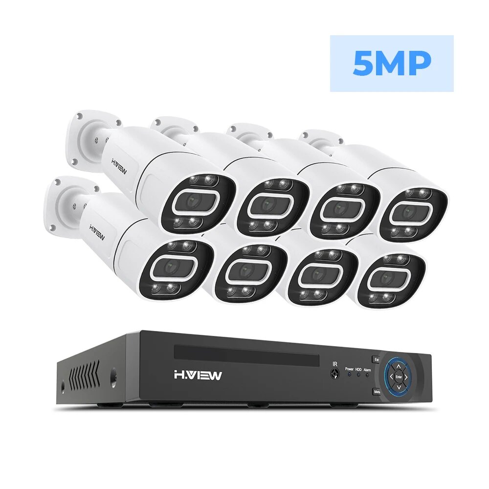 Система видеонаблюдения H.View 4K 5Mp 8Mp poe CCTV для безопасности Домашний набор видеонаблюдения 8Ch Nvr Аудио Наружная Ip-камера приложение xmeye