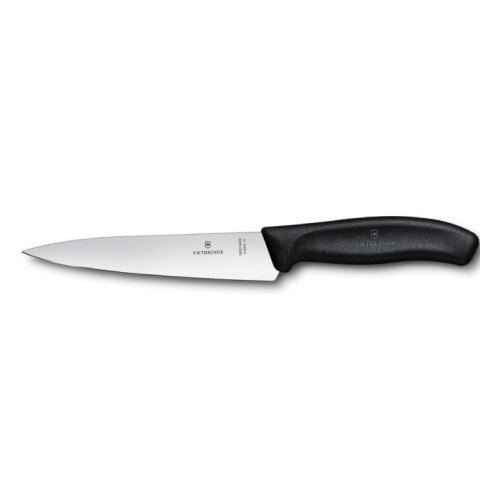 Нож кухонный Victorinox Swiss Classic Chef (6.8003.15B) стальной разделочный лезв.150мм прямая заточка черный европодвес