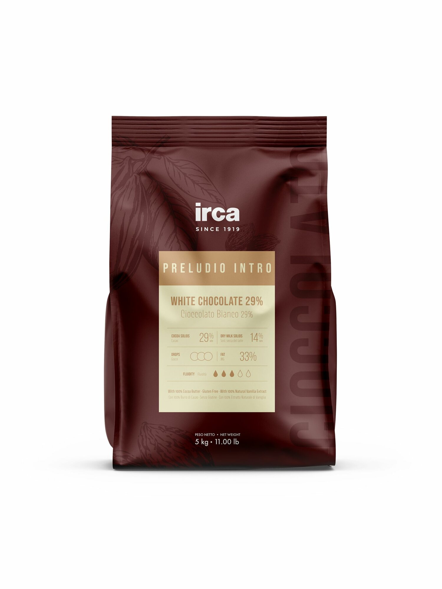 Шоколад белый кондитерский 29% IRCA Preludio Intro Bianco White 5 кг