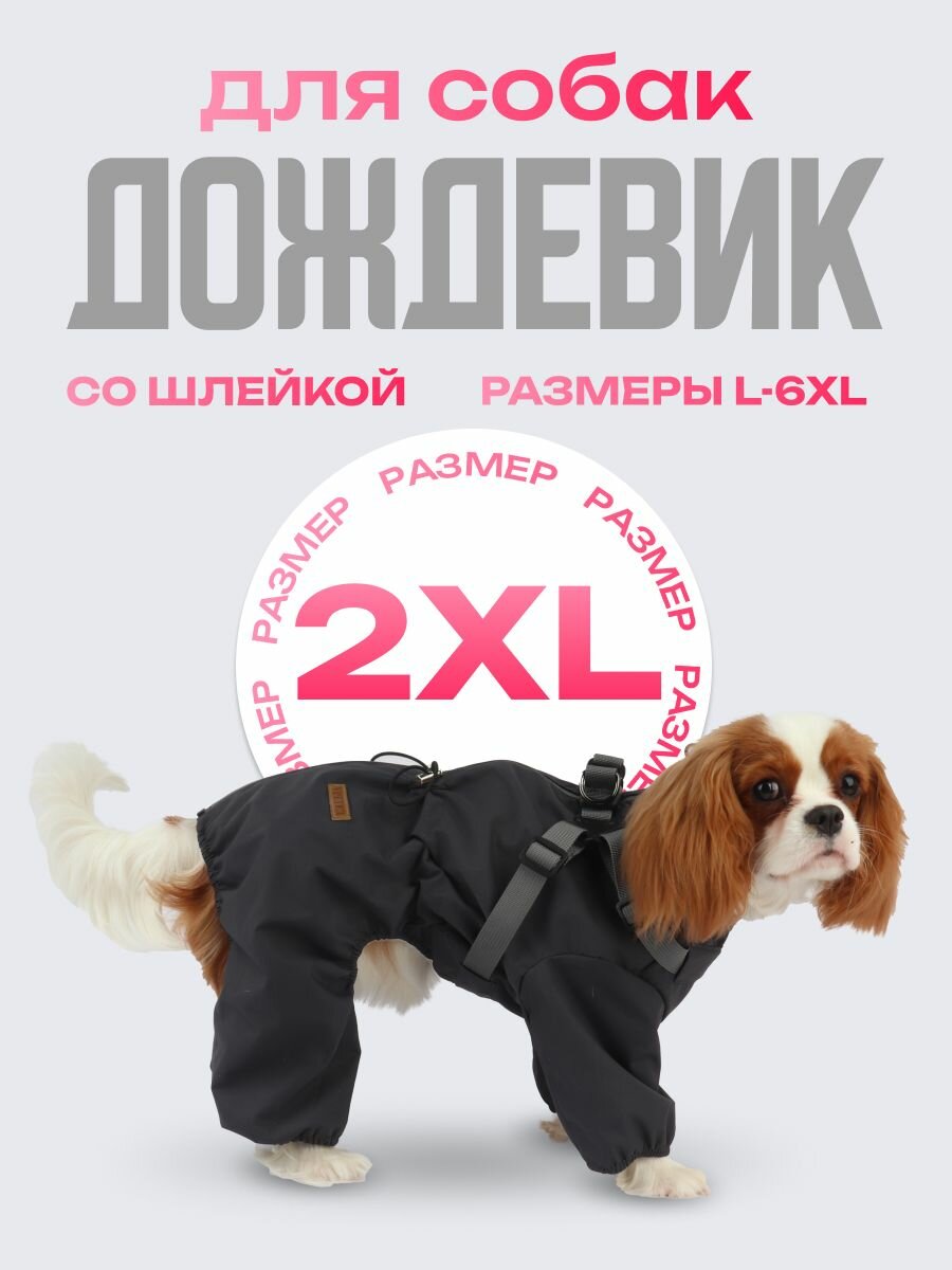 Дождевик-комбинезон-пыльник-ветровка для собак мелких, средних и крупных пород на молнии