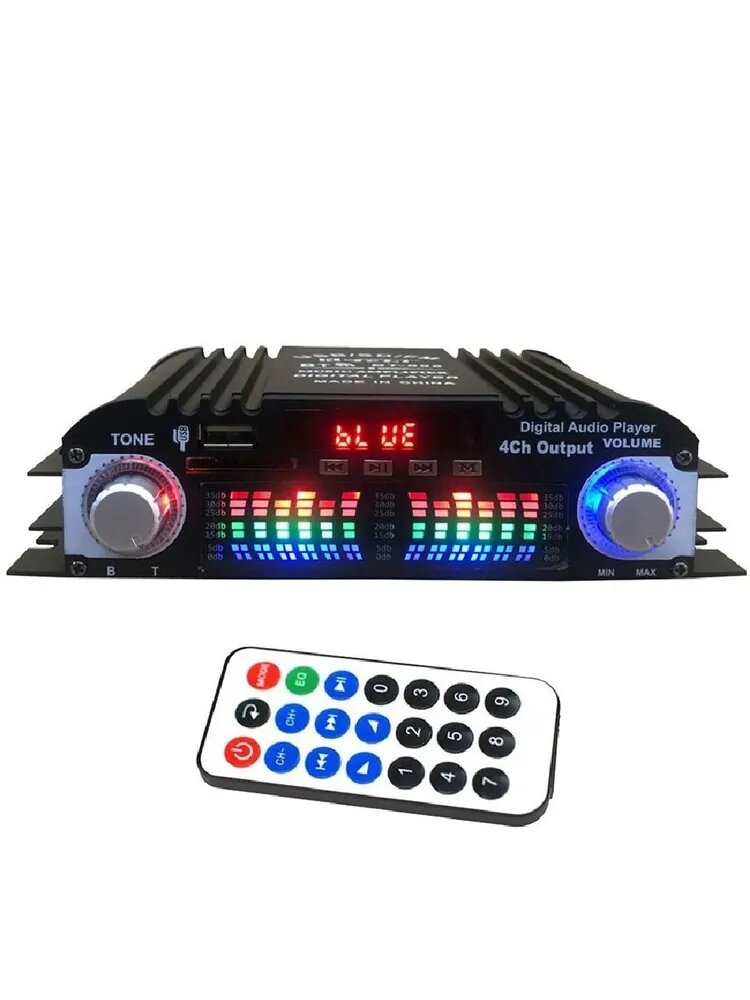 Bluetooth 5.0 HIFI аудио усилитель 4-канальный цифровой звуковой усилитель для домашних систем, автомобиля, караоке поддерживает USB SD AUX