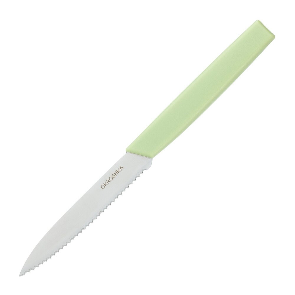OKROSHKA OK225P-GN-FRS Нож для фруктов и овощей okroshka салат, лезвие 10 см, с серрейторной заточкой, зеленая ручка