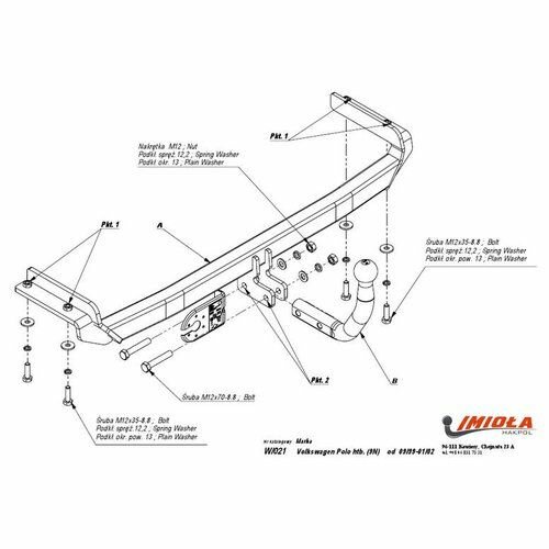 Фаркоп VOLKSWAGEN (T-5 Pick-up) IMIOLA w021