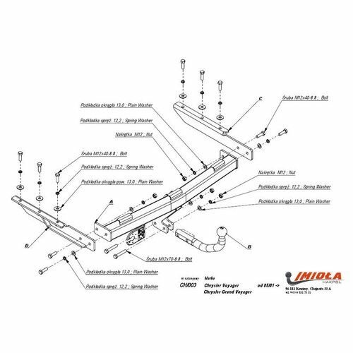 Фаркоп SEAT (CORDOBA saloon) IMIOLA CH003