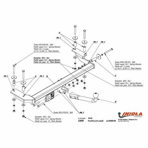 Фаркоп TOYOTA (YARIS Verso) IMIOLA e005