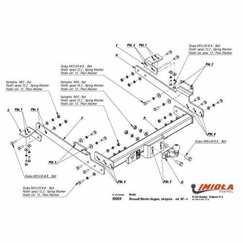 Фаркоп hyundai (santa fe i) IMIOLA R009