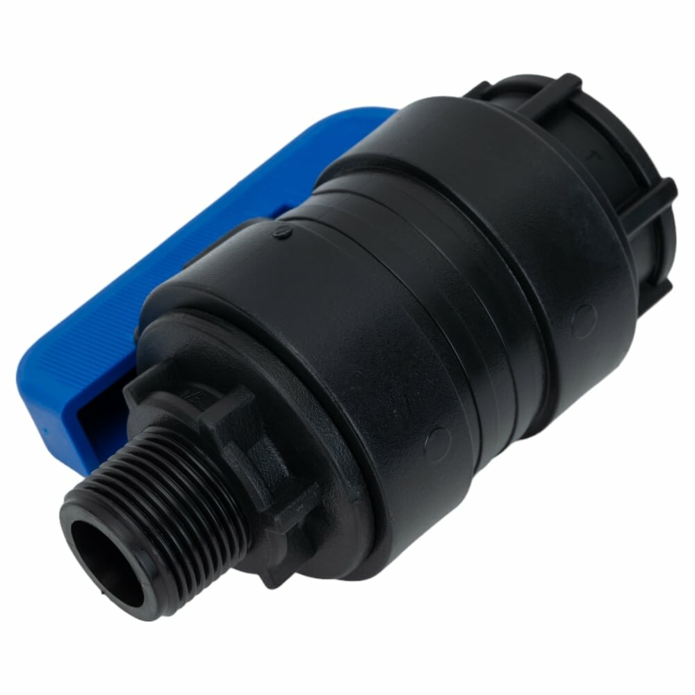 Компрессионный шаровой кран VALFEX ПНД НР/ВН резьба разборный 3/4"- 1"Ду20 1210020034100 — фото 1