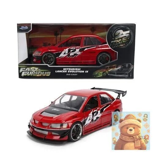Машина JADA36208 1/24 SEAN'S MITSUBISHI LANCER EVO IX RED "FAST & FURIOUS 25 YEARS"