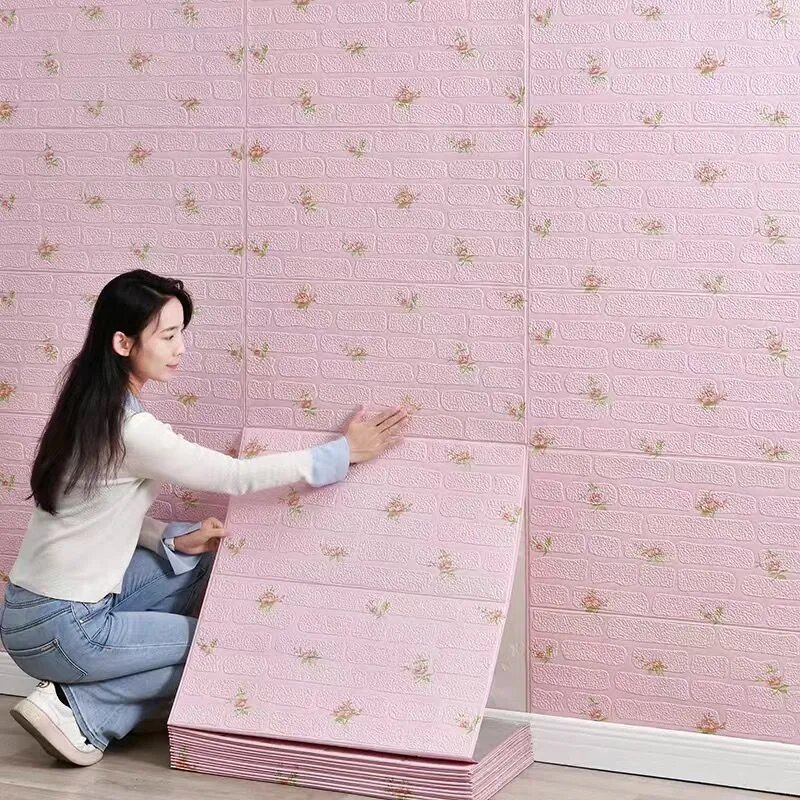 3D Самоклеющаяся стеновая панель с пленкой 70 смx10м ПВХ для интерьера, мягкая декоративная плитка на стены