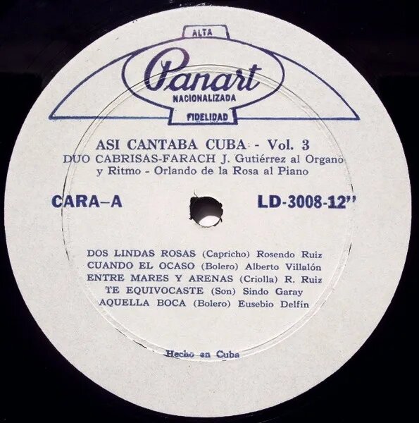 Duo Cabrisas-Farach Con Julio Gutiérrez - Asi Cantaba Cuba Volume 3 Без обложки VG