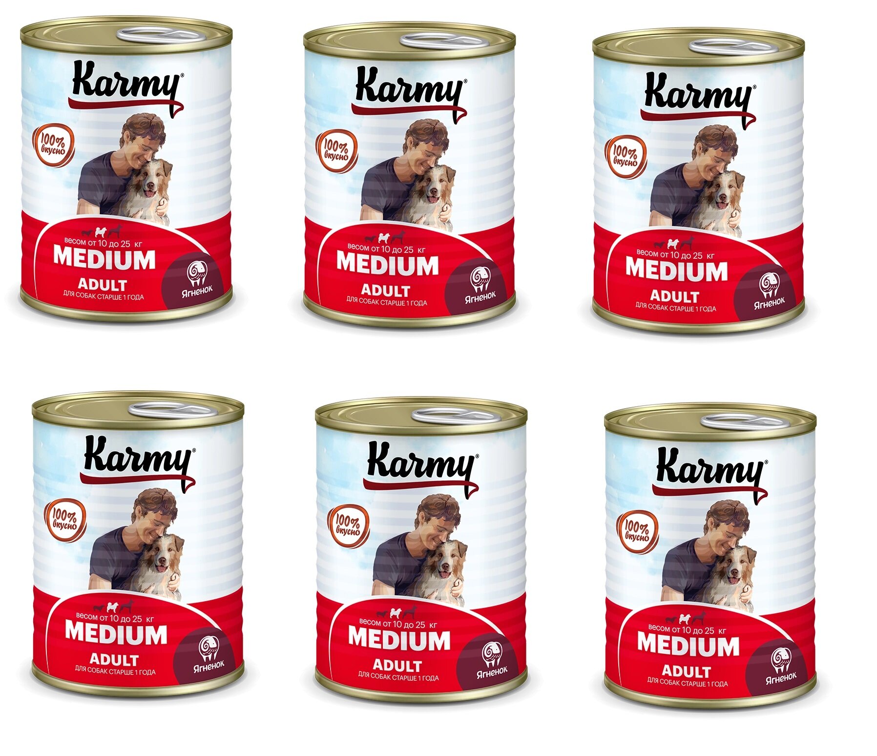 Консервы Карми для собак Medium Adult средних пород Ягненок 340г 6шт