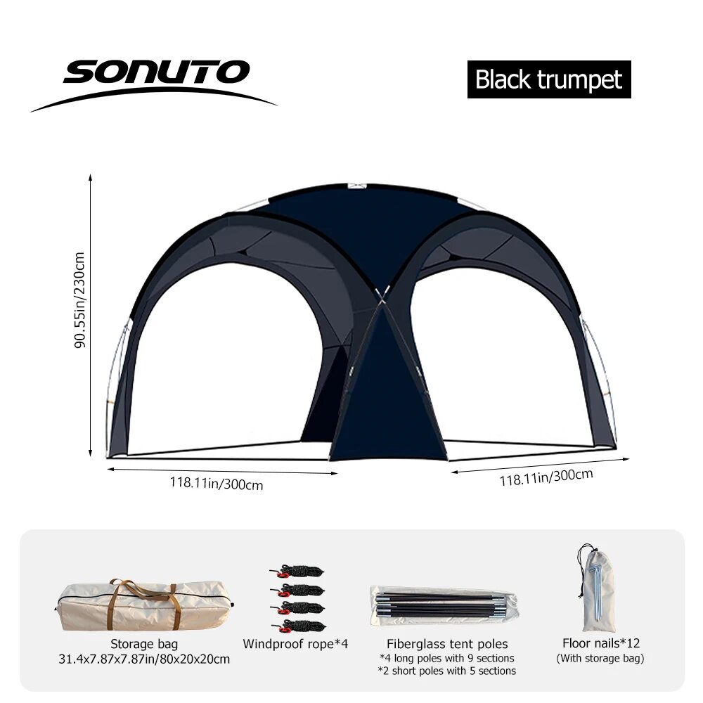 Большой палатка Sonuto Dome Canopy для откры-air, сверхбольшой кемпинг-навес, укрытие от солнца на открытом воздухе, походная водонепроницаемая павильон, против комаров