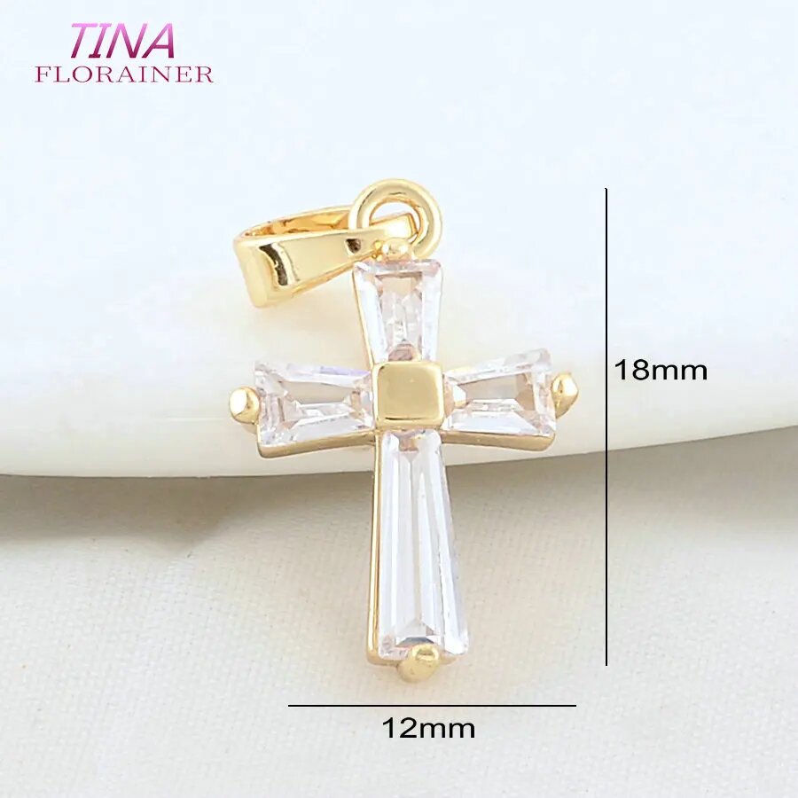 Подвески-крестики Florainer Tina из латуни цвета золота 14К Gold Color