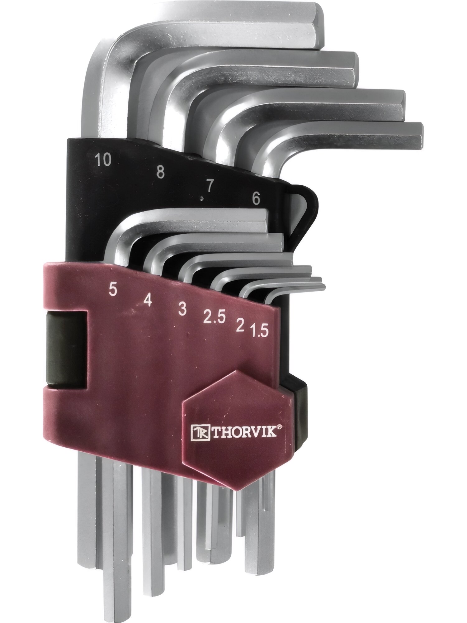 Набор ключей торцевых шестигранных Thorvik HKS10S коротких, H1.5-H10, 10 предметов