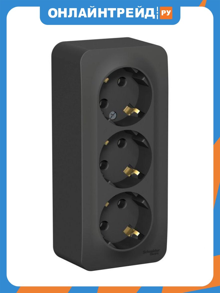 Розетка Systeme Electric (schneider Electric) SCHNEIDER ELECTRIC BLANCA 3-я с заземлением, без шторок, изол. пл, 16А, 250В, Антрацит, BLNRA010316