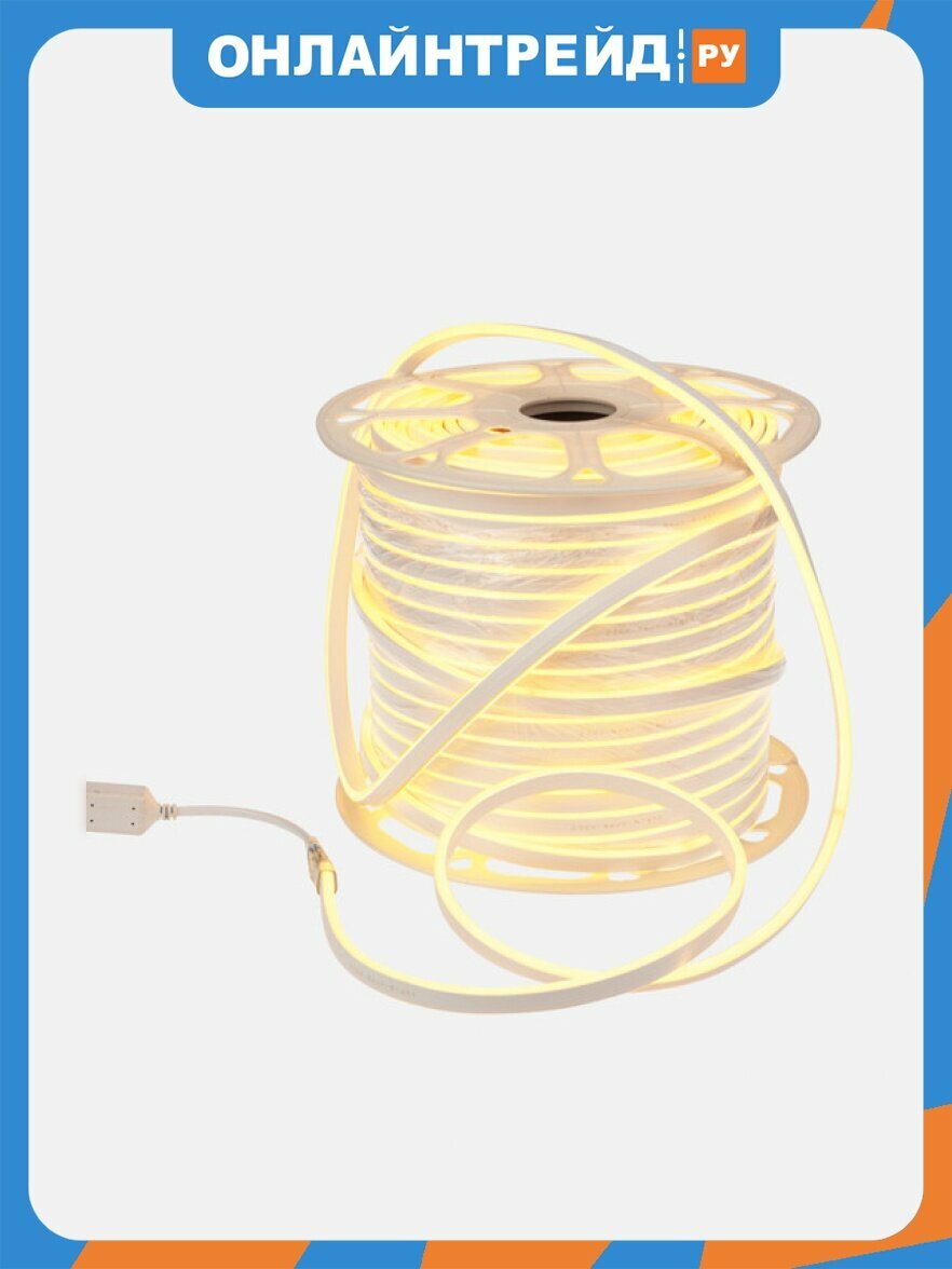Гибкий неон Neon-night , 8х16мм двухсторонний 120 LED/м, желтый 230В, бухта 100м (с комплектом подключения), 131-091
