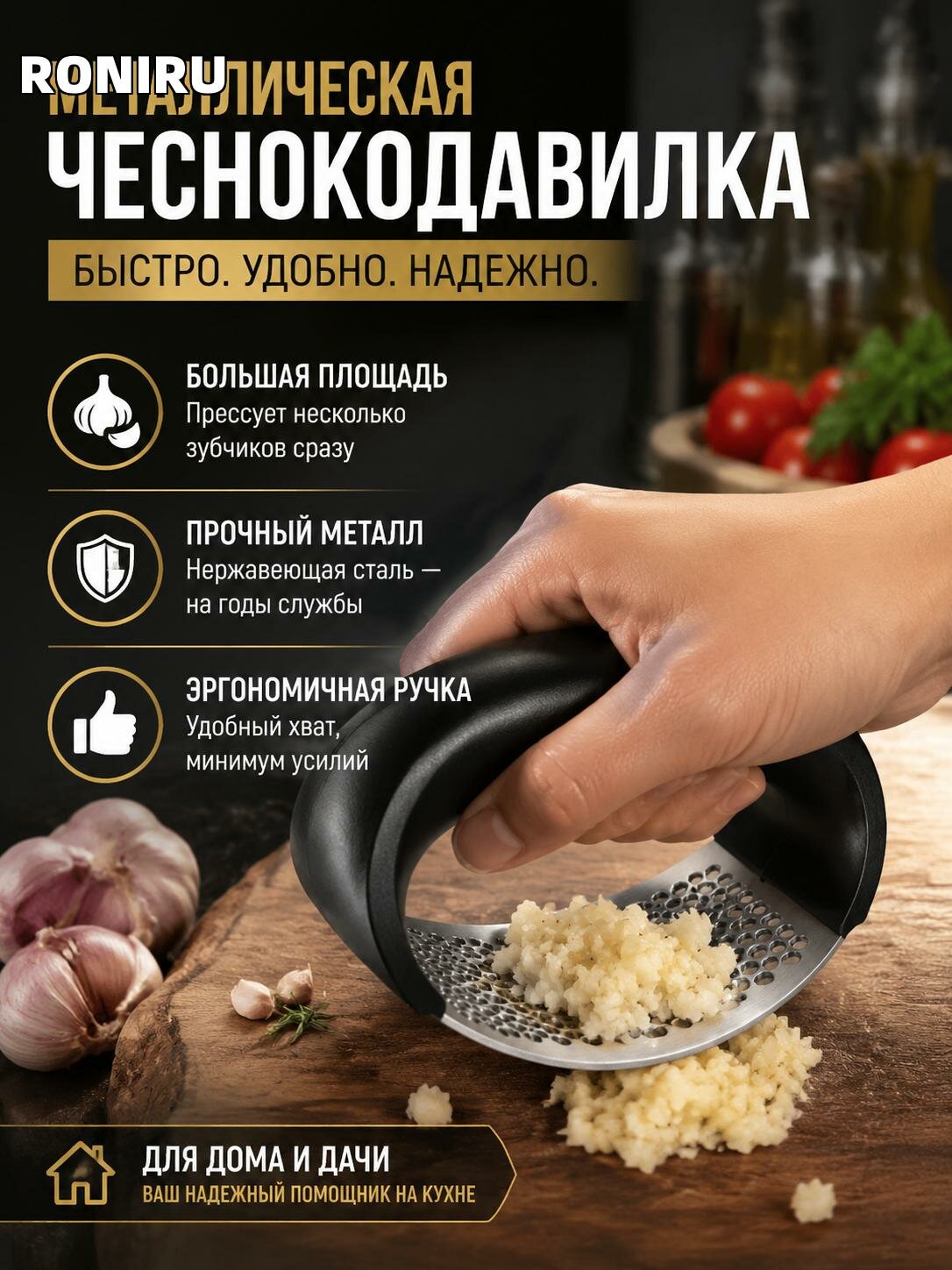 Металлическая чеснокодавилка для чеснока — удобная и прочная кухонная помощница для быстрой готовки дома и на даче