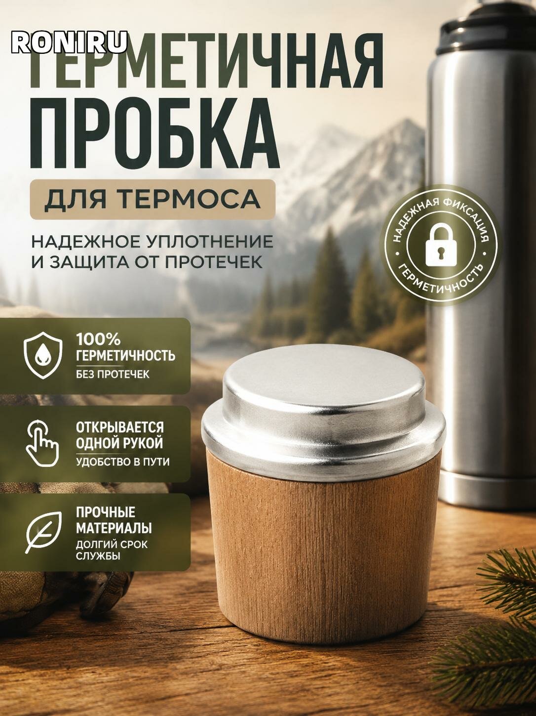 Герметичная пробка для термоса — надежное уплотнение и защита от протечек, открывается одной рукой для путешествий