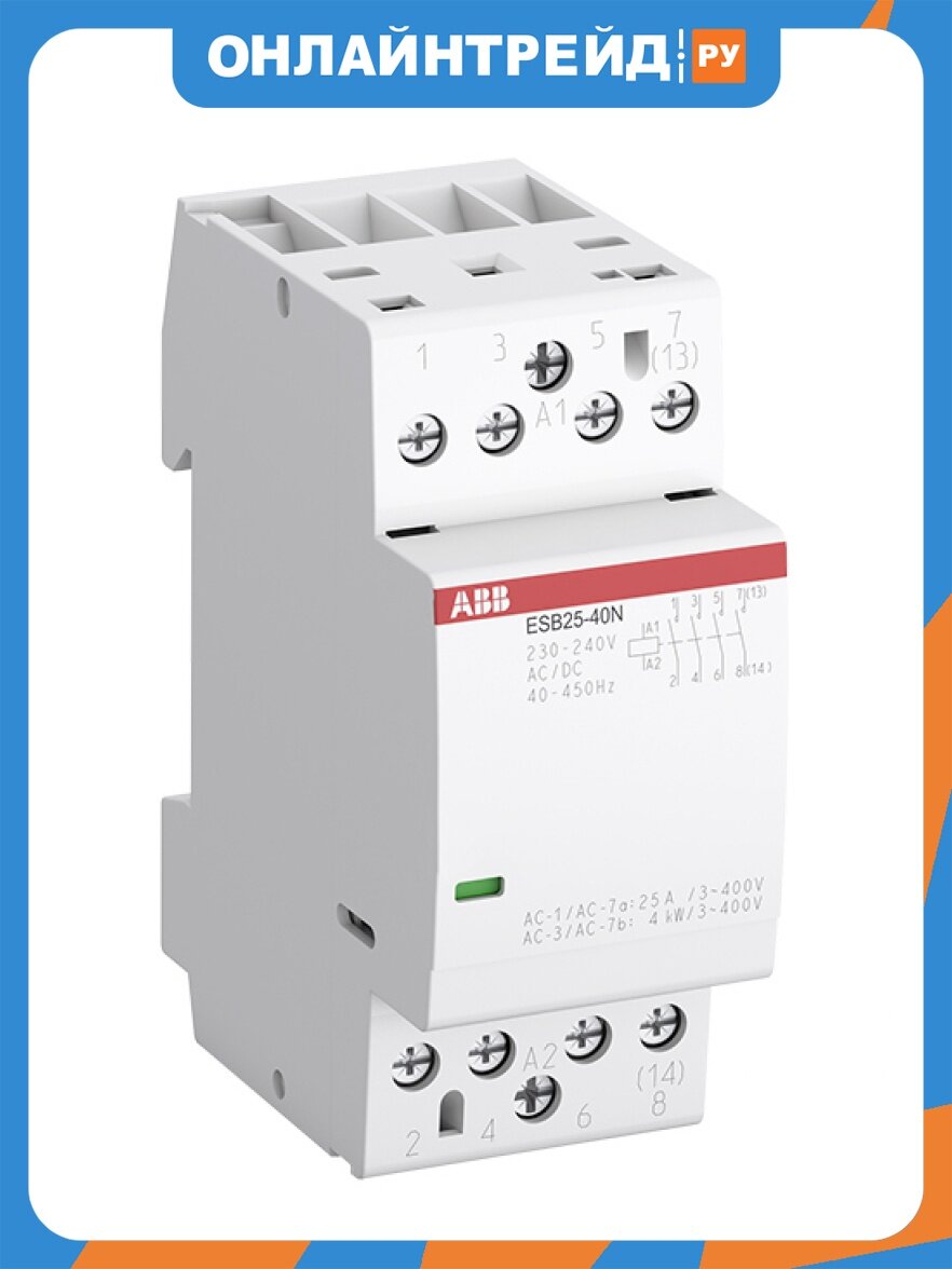 Контактор модульный Abb ESB… N 40А 4НО 230В AC/DC