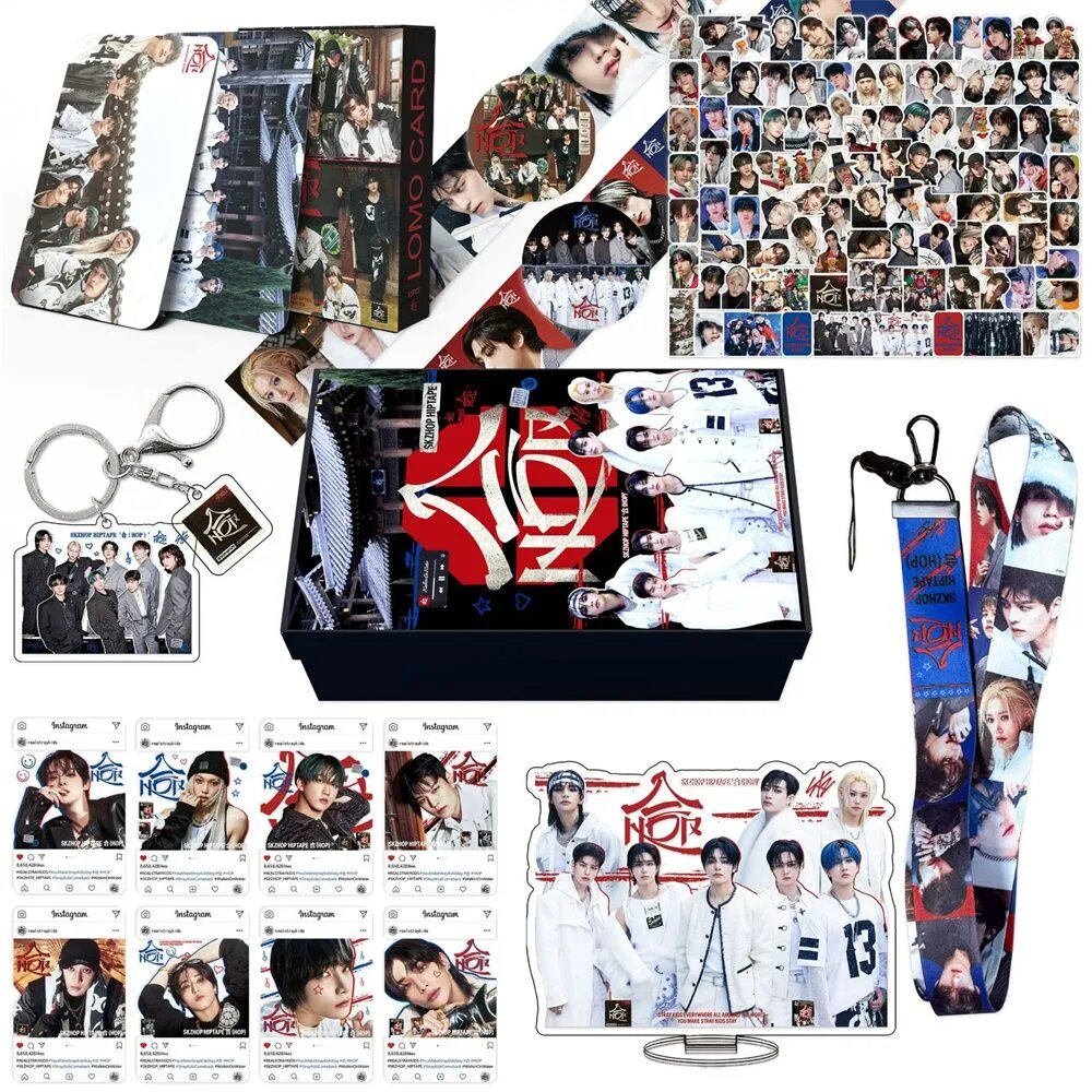 Stray Kids Gift - Box для альбома (HOP): 8 элементов, включая ключицу, стэнд, ленточку для хандбука и т. д.