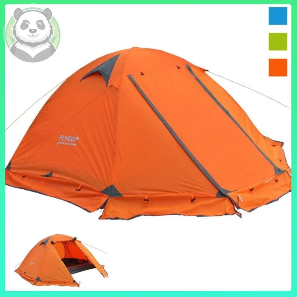 Палатка FLYTOP Tuofeng 2PLUS оранжевая, 2-местная, Экспедиционная, Двухслойная, с алюминиевым каркасом — фото 1