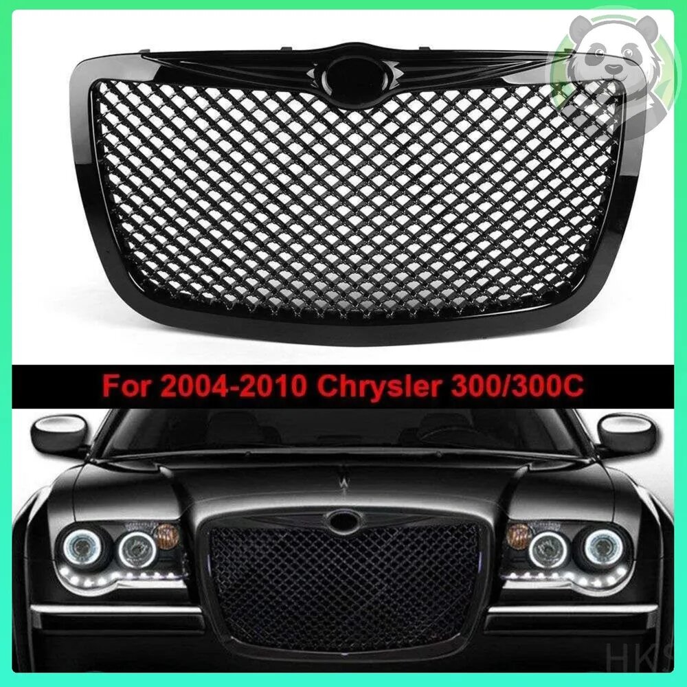 Передние решетки гоночного автомобиля 2004 2005-2010 годов выпуска Chrysler 300 300C Limited Touring Хромированная/черная решетка капота с сеткой-HKS