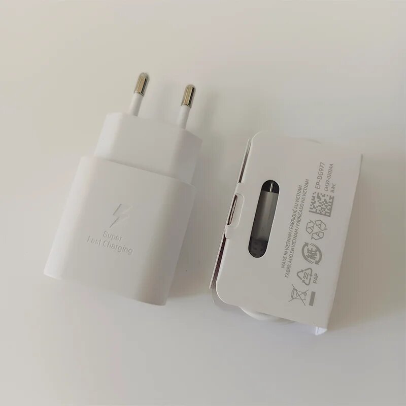 Оригинальное быстрое зарядное устройство Samsung 25W USB Type-C для Белый, White-EU With Cable