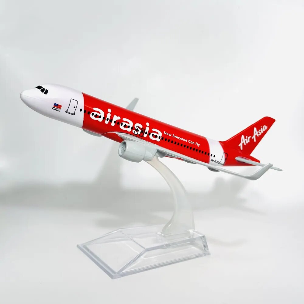 Сборная модель самолета Air Asia, масштаб 1/500, металл, пластик, длина 16 см