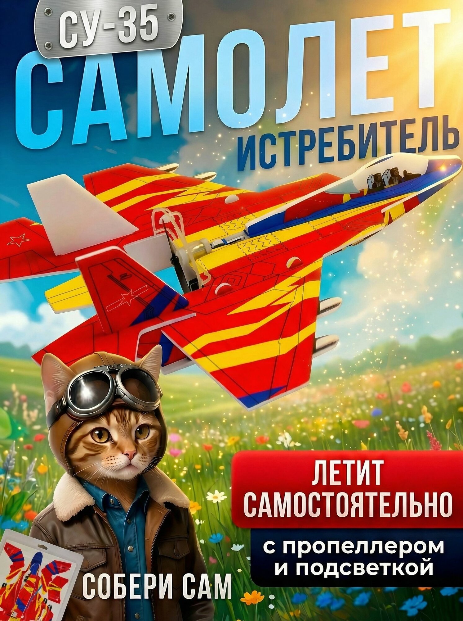Электрический самолёт-запускалка DIY красный