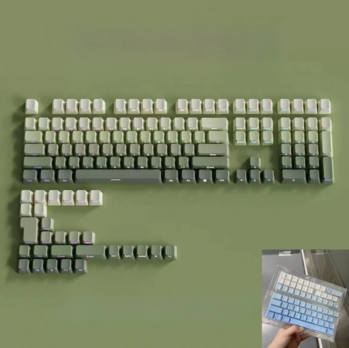 Черные Кейкапы PBT Double Shot OEM 75% для механической клавиатуры Green Grape(blister)