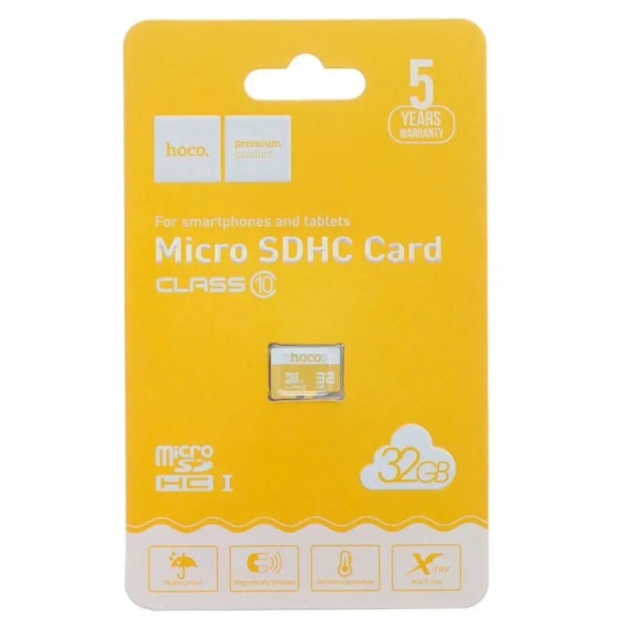 Карта памяти Hoco MicroSDHC, 32 GB, класс 10, скорость чтения 60MB/s, записи 25MB/s