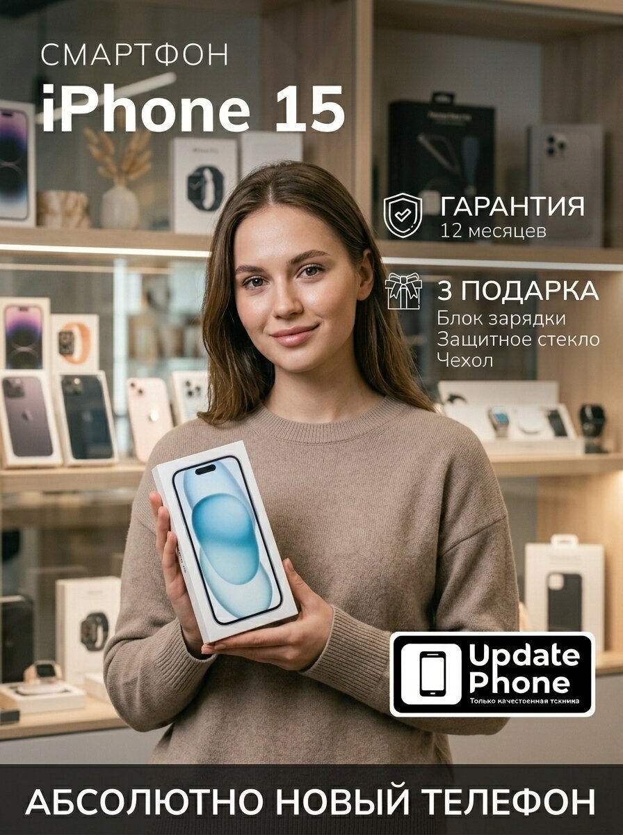 Смартфон Apple iPhone 15 256 ГБ, Dual nano SIM, Blue (Голубой)