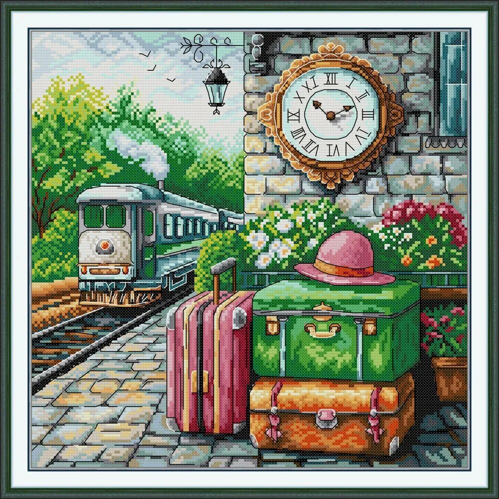 NKFвышивка крестом наборы, Схема на 11CT "Путешествие на поезде",46*46CM